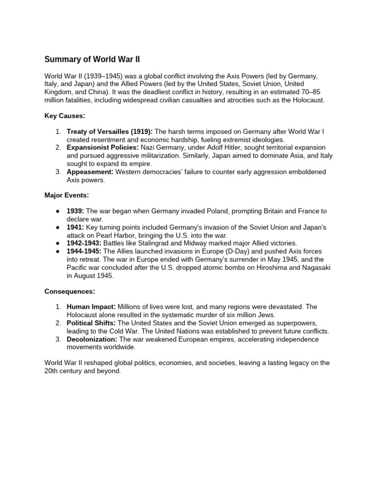 Summary of World War II | PDF