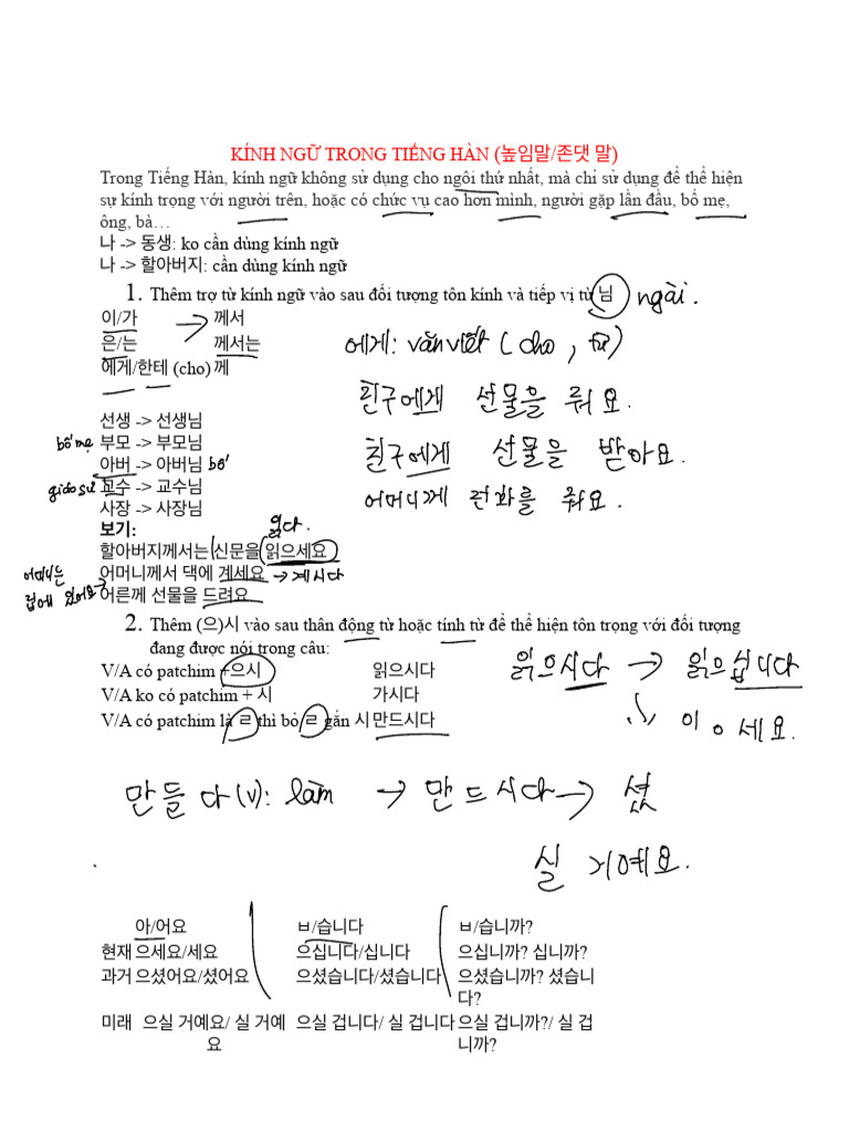 KÍNH NGỮ TRONG TIẾNG HÀN | PDF