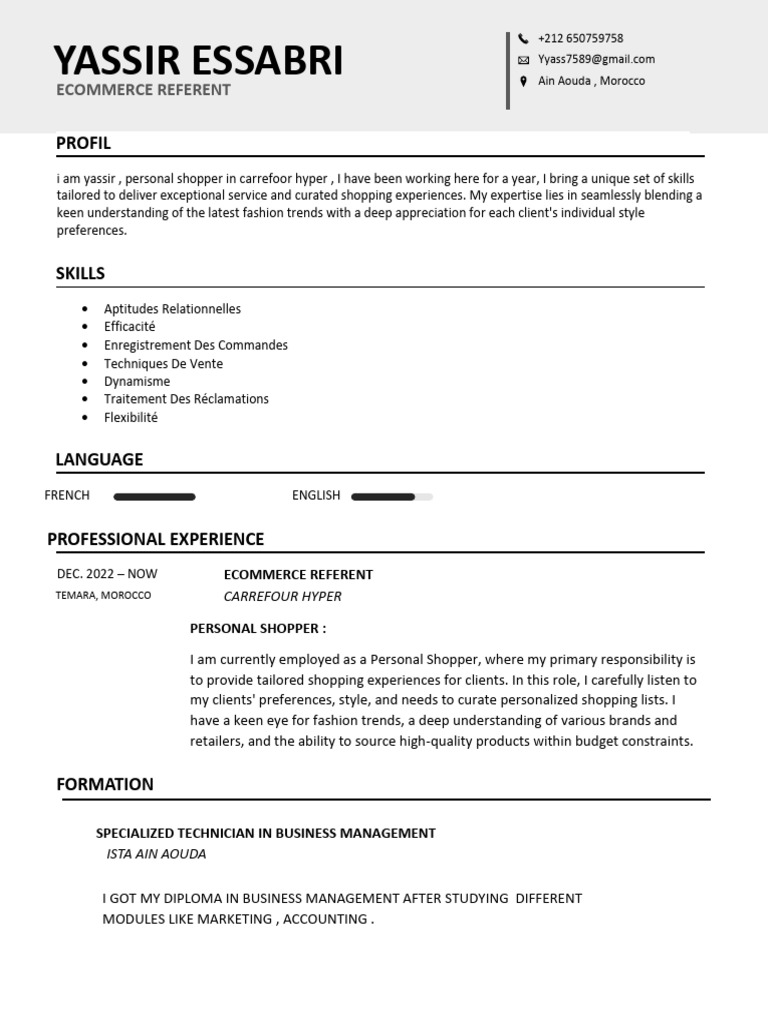 Essabri Yassir Cv | PDF