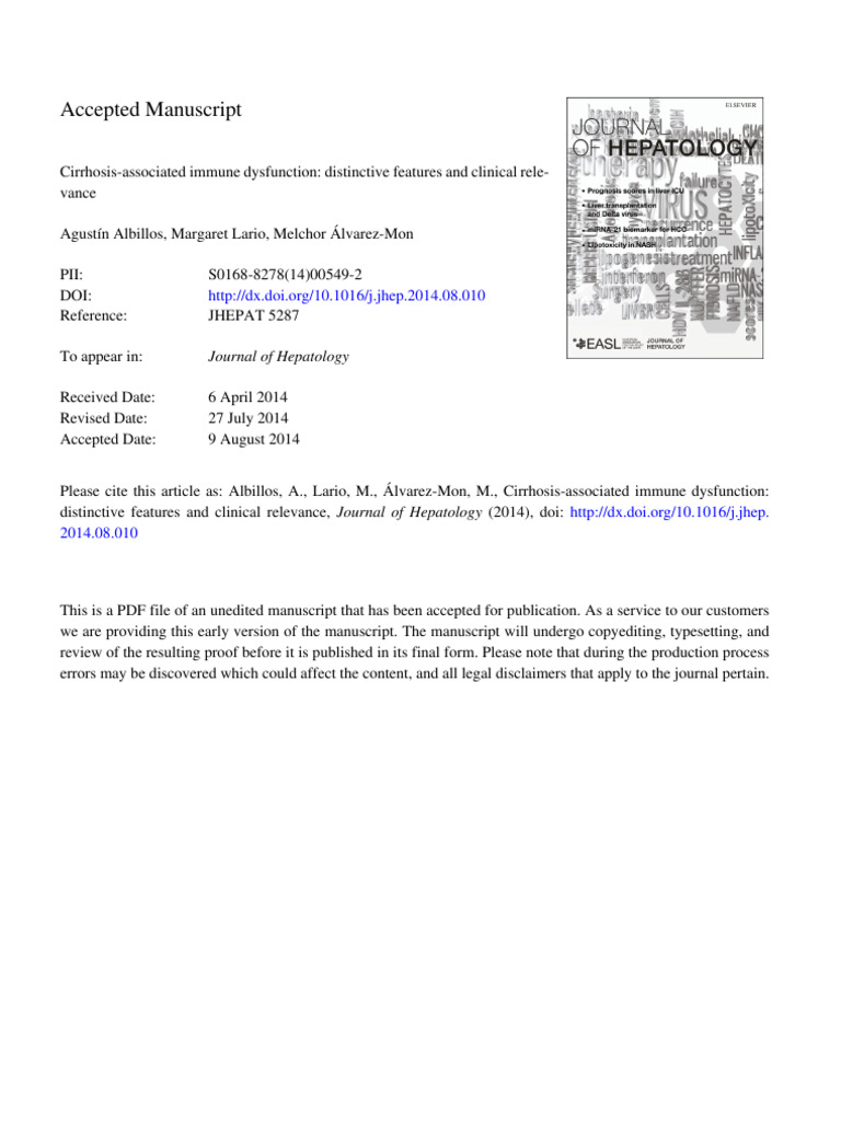 Cirrhosis-Associated Immune Dysfunction Distinctiv | PDF | Immune ...