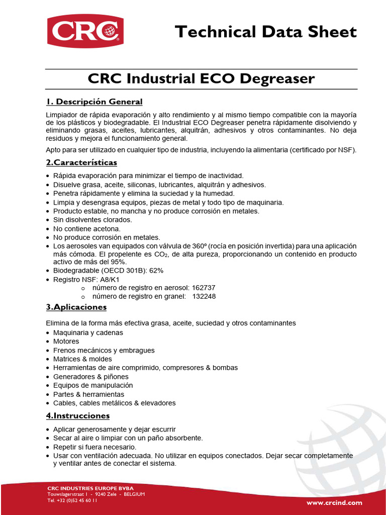 FT-CRC Industrial ECO Degreaser | PDF | Química | Sustancias químicas