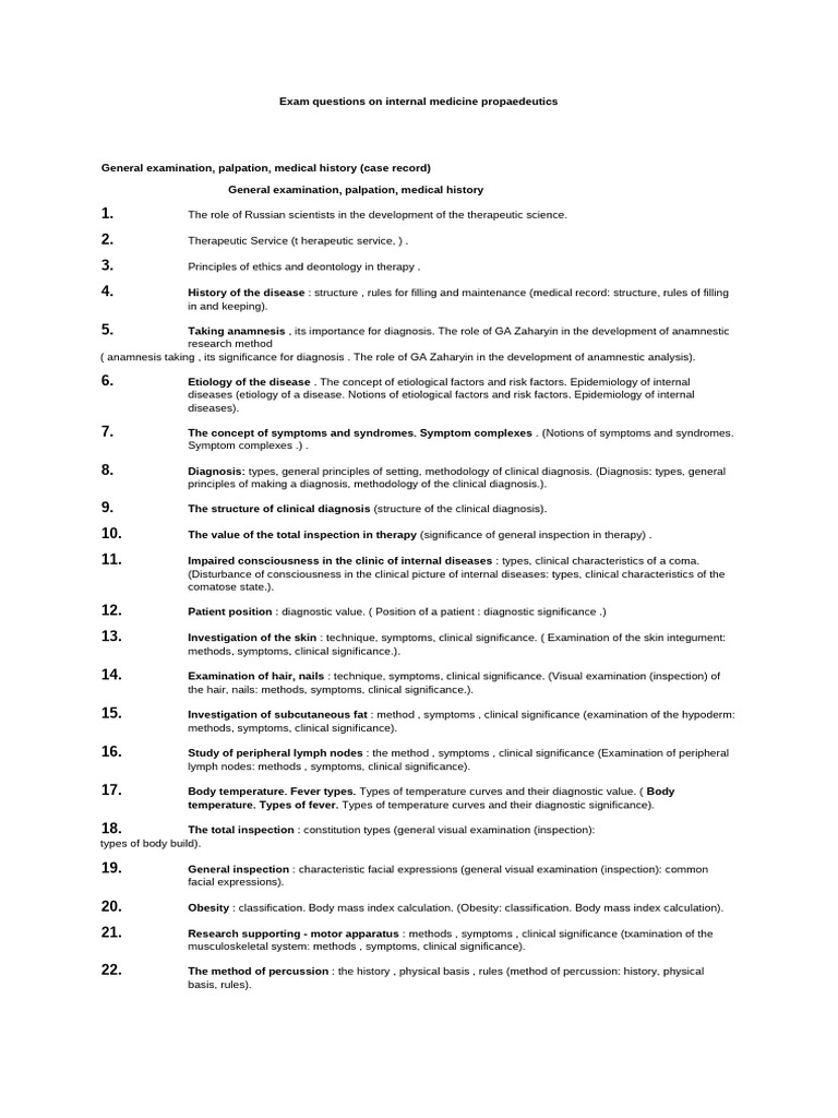 Internal Medicine Exam Questions Guide | PDF | Electrocardiography | Heart