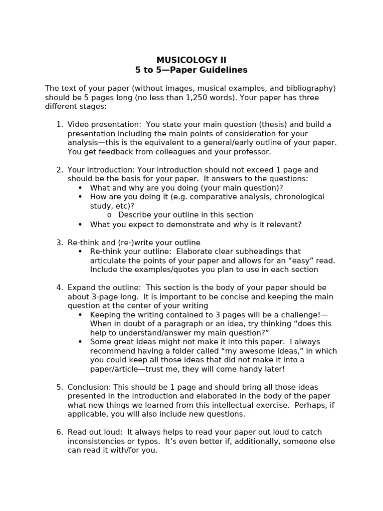 Musicology II Paper Guidelines | PDF