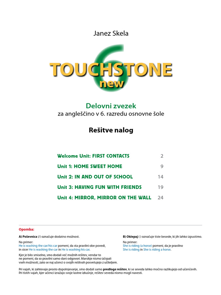 Touchstone 6 New - Delovni Zvezek - Rešitve | PDF | Grandparent