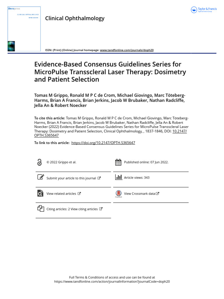 Evidence-Based Consensus Guidelines Series For MicroPulse Transscleral ...