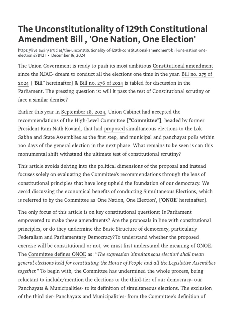 The_Unconstitutionality_of_129th_Constitutional_Amendment_Bill_ | PDF ...