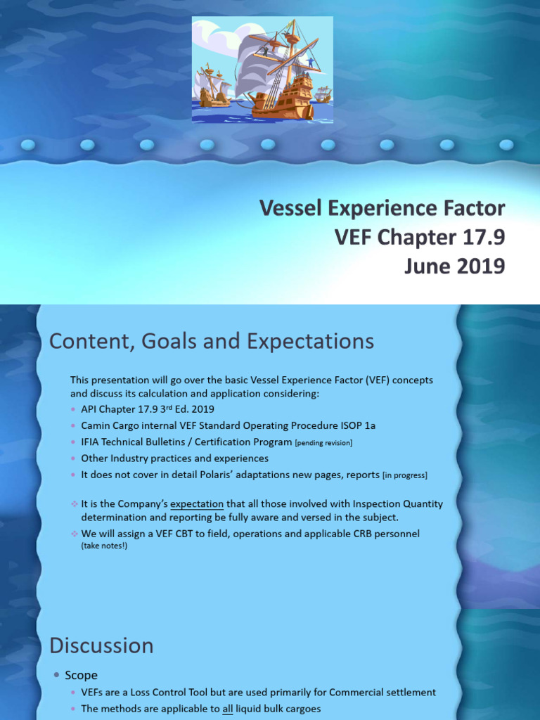Vessel Experience Factor Overview | PDF | Measurement | Data