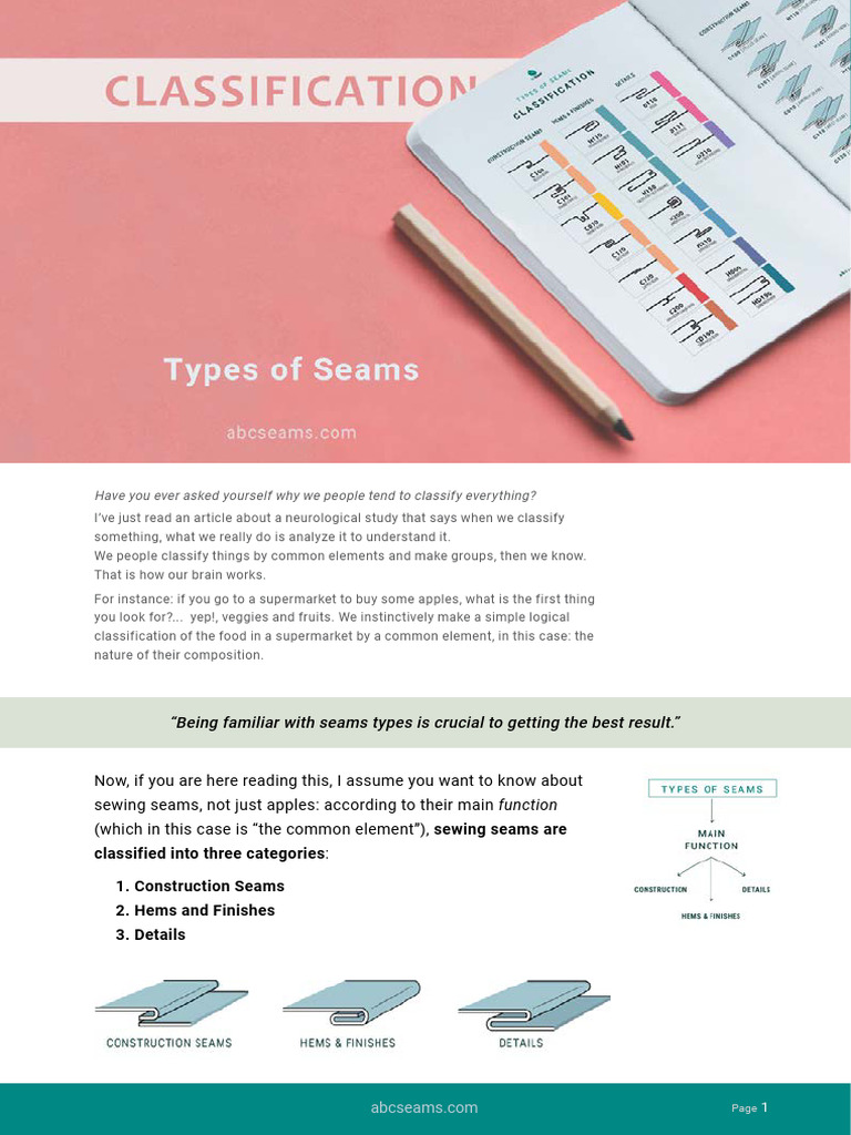 p3 Types of Seams. Classification PDF | PDF | Seam (Sewing) | Sewing
