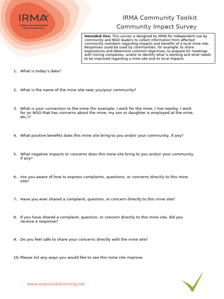 Community Impact Survey for Mines | PDF