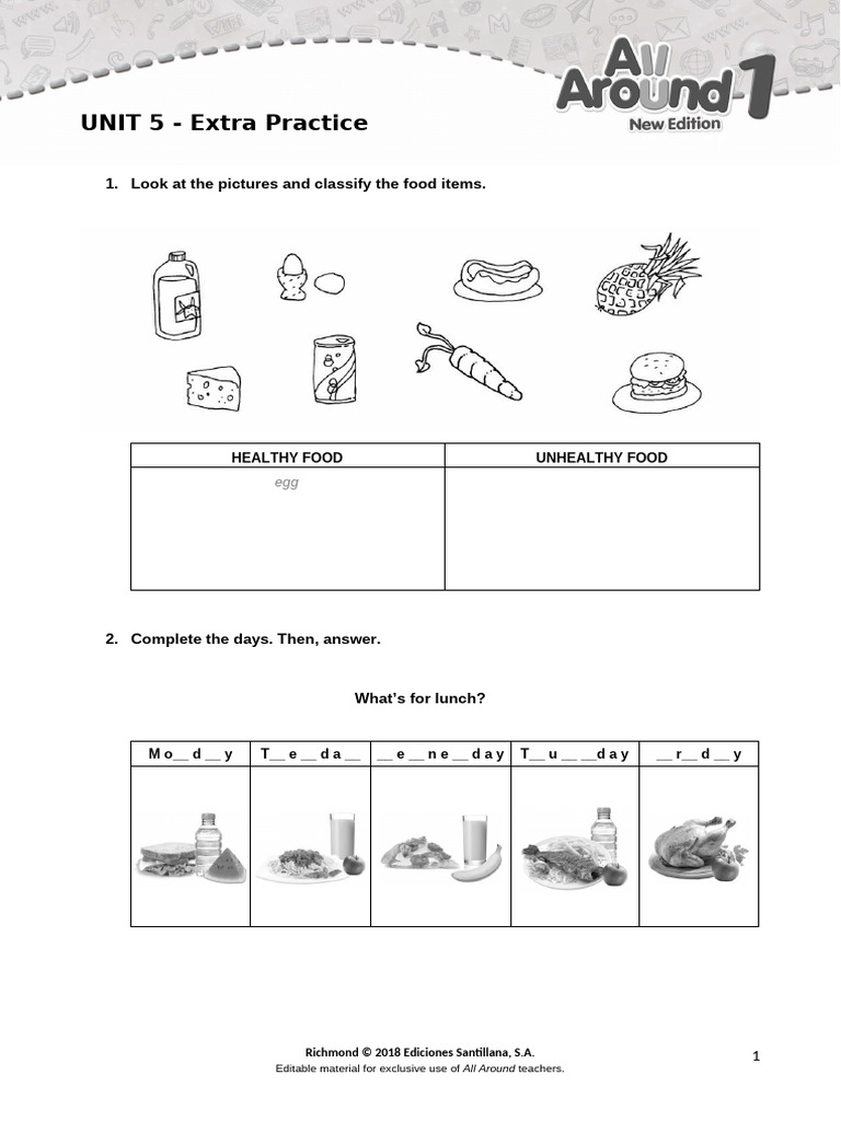 AA NE1 TRM ExtraPractice U5 | PDF | Western Cuisine | Cuisine