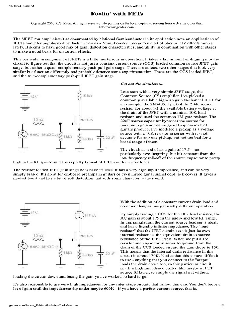 Jfets Experimentation Pdf