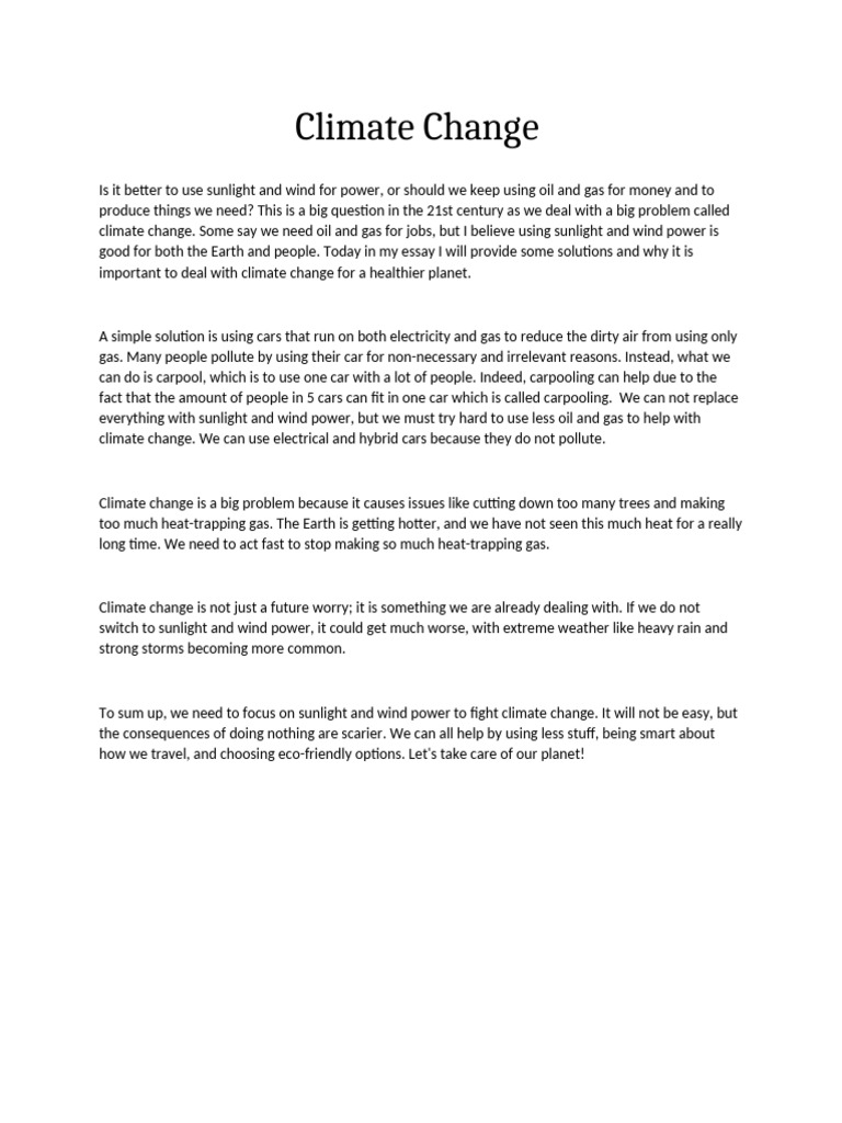 Climate Change Essay | PDF