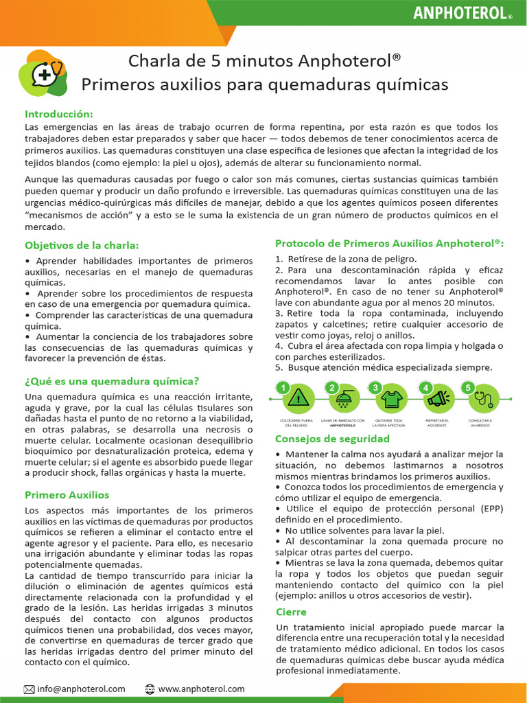 Charla de 5 Minutos - Anphoterol | PDF | Quemar | Primeros auxilios