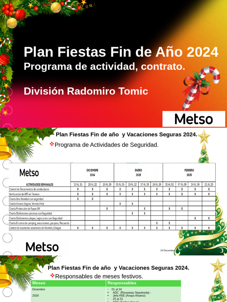 Plan Fiestas Fin de Año METSO 2024 (Autoguardado) | PDF