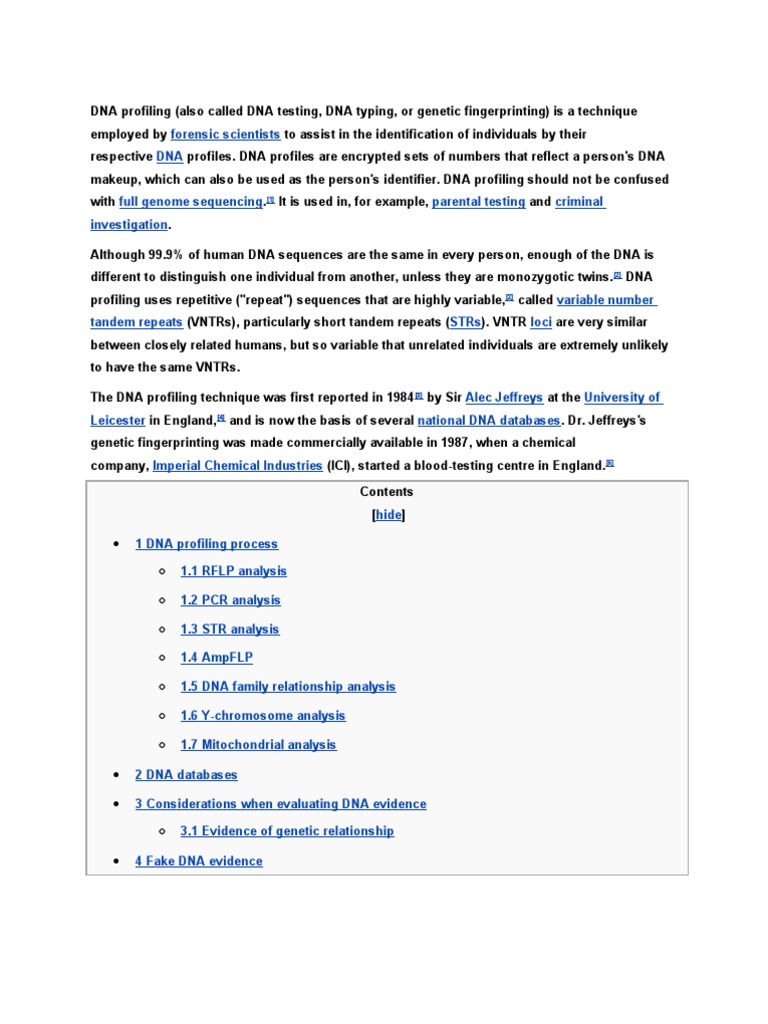 DNA Profiling | PDF | Dna Profiling | Microsatellite