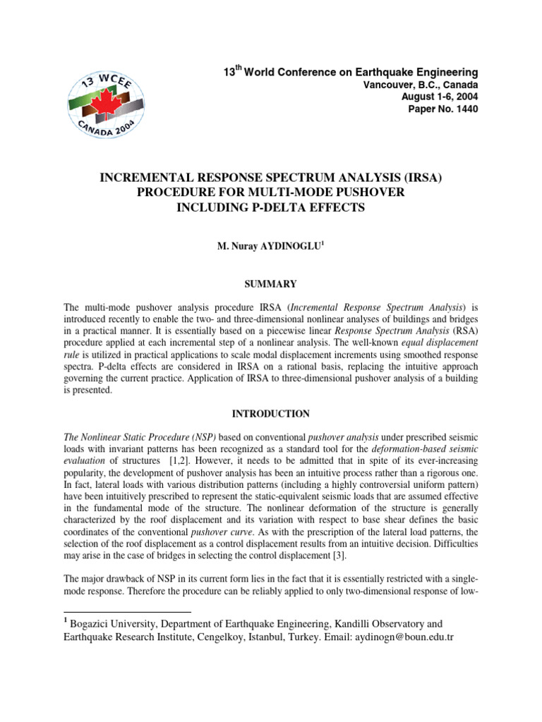 Incremental Response Spectrum Analysis Irsa Proced | PDF | Eigenvalues And Eigenvectors | Matrix ...