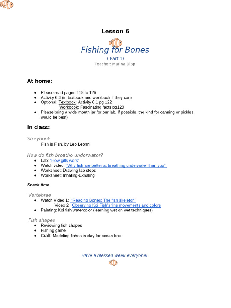 Apologia Sea Creatures Lesson 6 | PDF