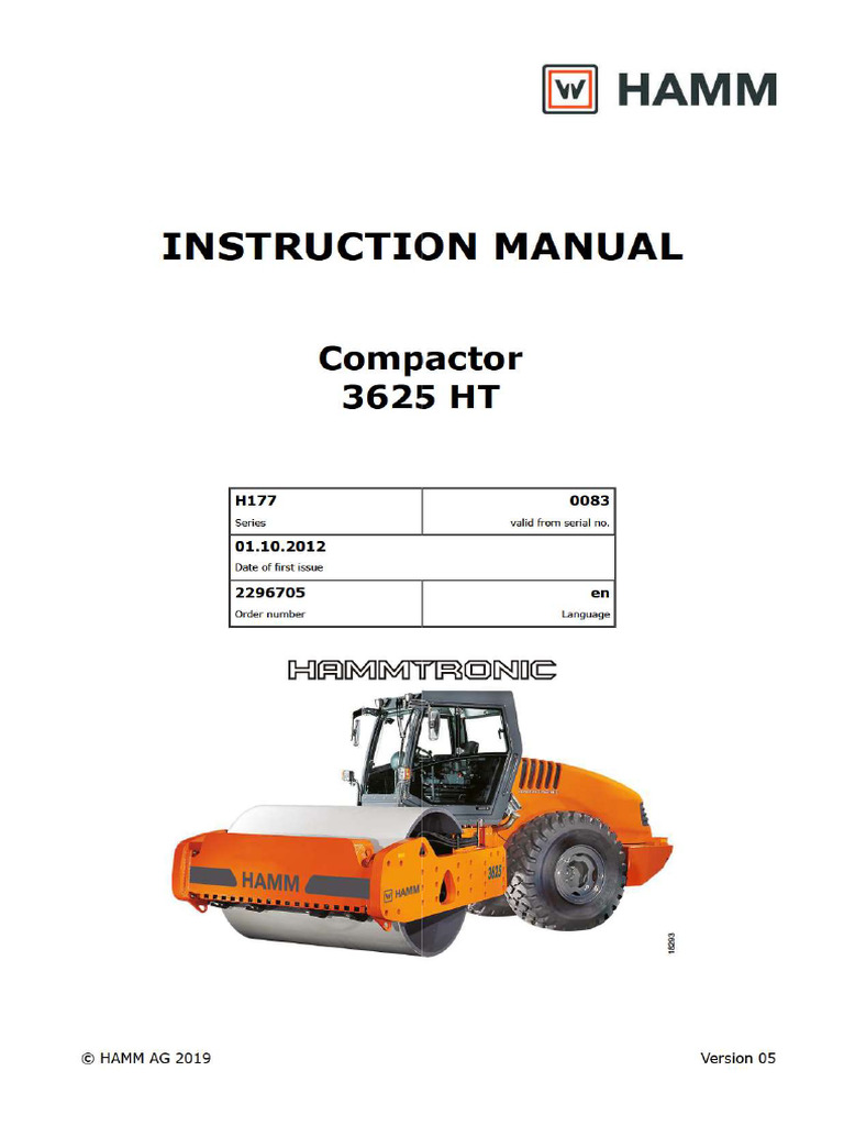 Manual Operacion - HAMM 3625 | PDF