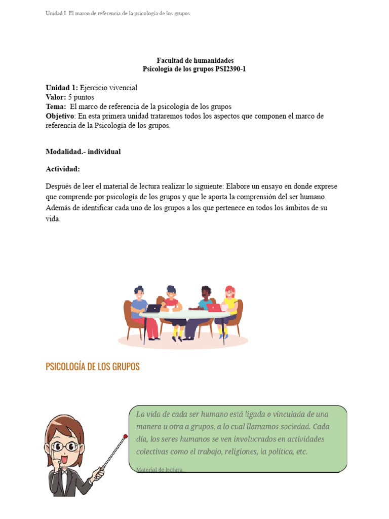 Unidad 1 - Psi. de Los Grupos | PDF | Sicología | Mente