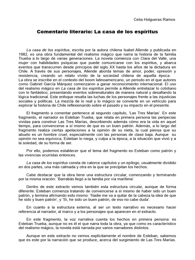 La familia Trueba en "La casa de los espíritus" | PDF | Narración