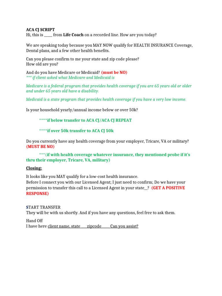 UPDATED ACA CJ SCRIPT | PDF | Medicaid | Medicare (United States)