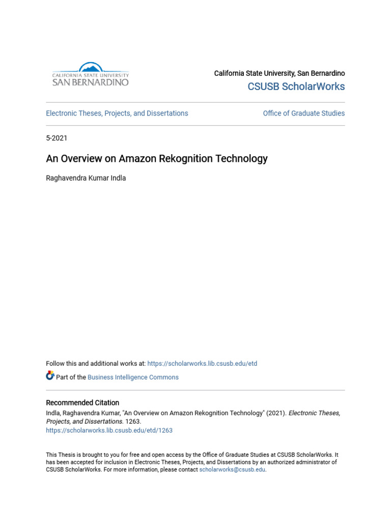 An Overview on Amazon Rekognition Technology11 | PDF | Amazon Web Services | Cloud Computing