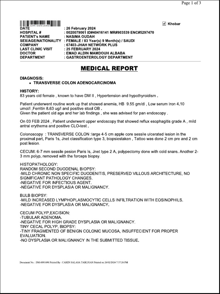 Nasima Medical Report #20019061 | PDF