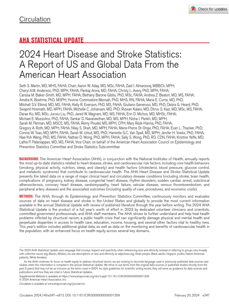 2024 Heart Disease & Stroke Statistics | PDF | Cardiovascular Diseases ...