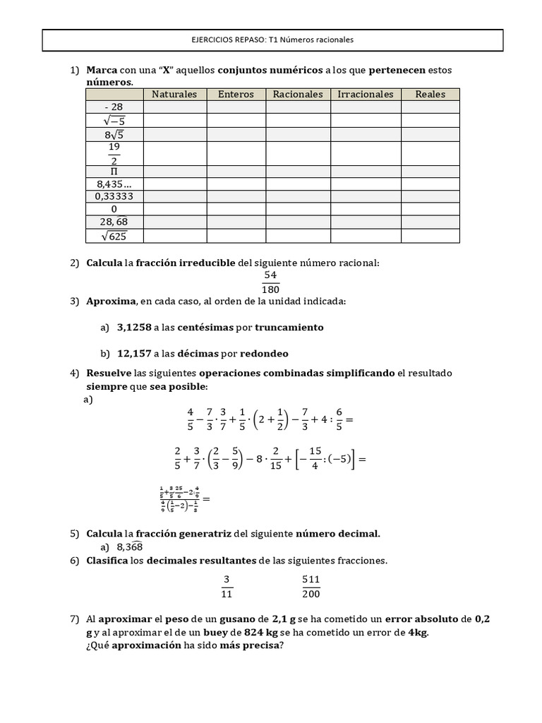 Ejercicios Repaso T1 | PDF