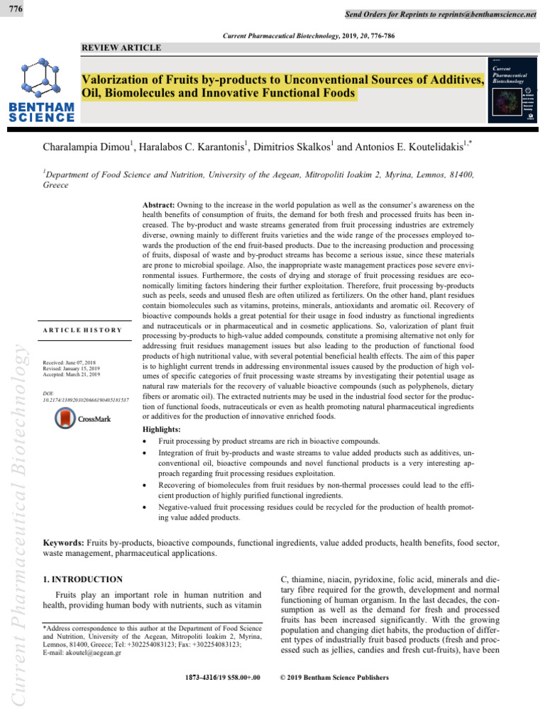 Valorization of Fruits by-products to Unconventional Sources of ...