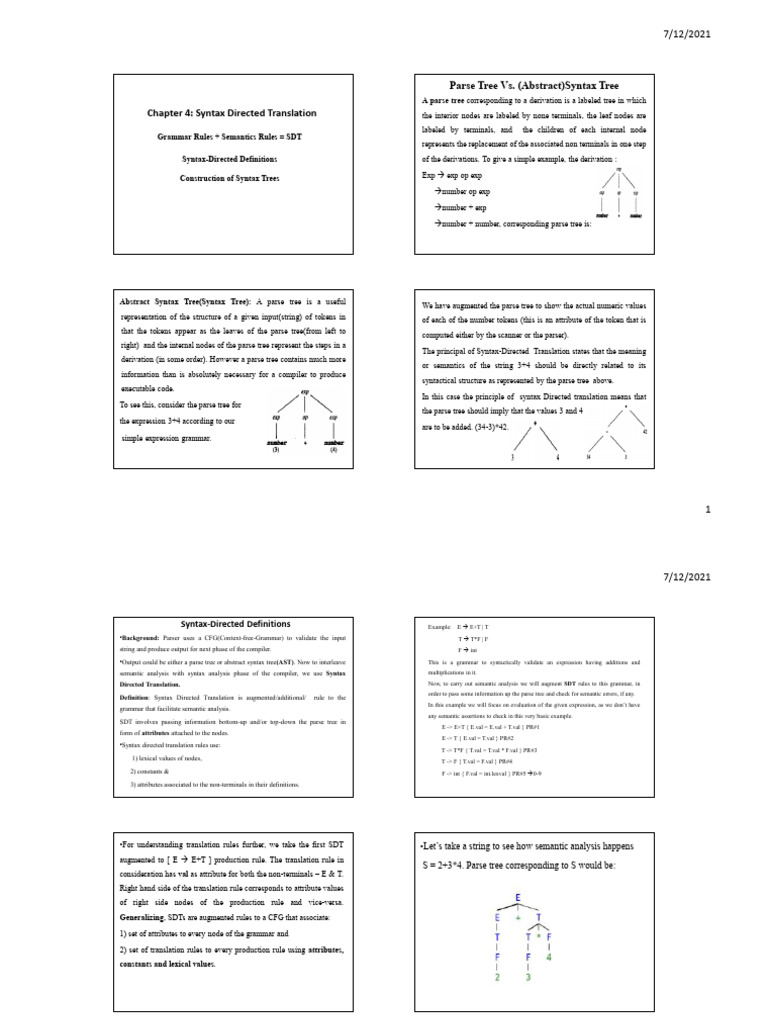 Chapter 4 Syntax Directed Translation | PDF | Parsing | Compiler