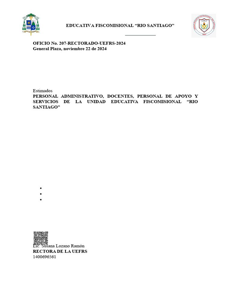 Oficio No. 207 Rectorado Uefrs 2024 Signed | PDF