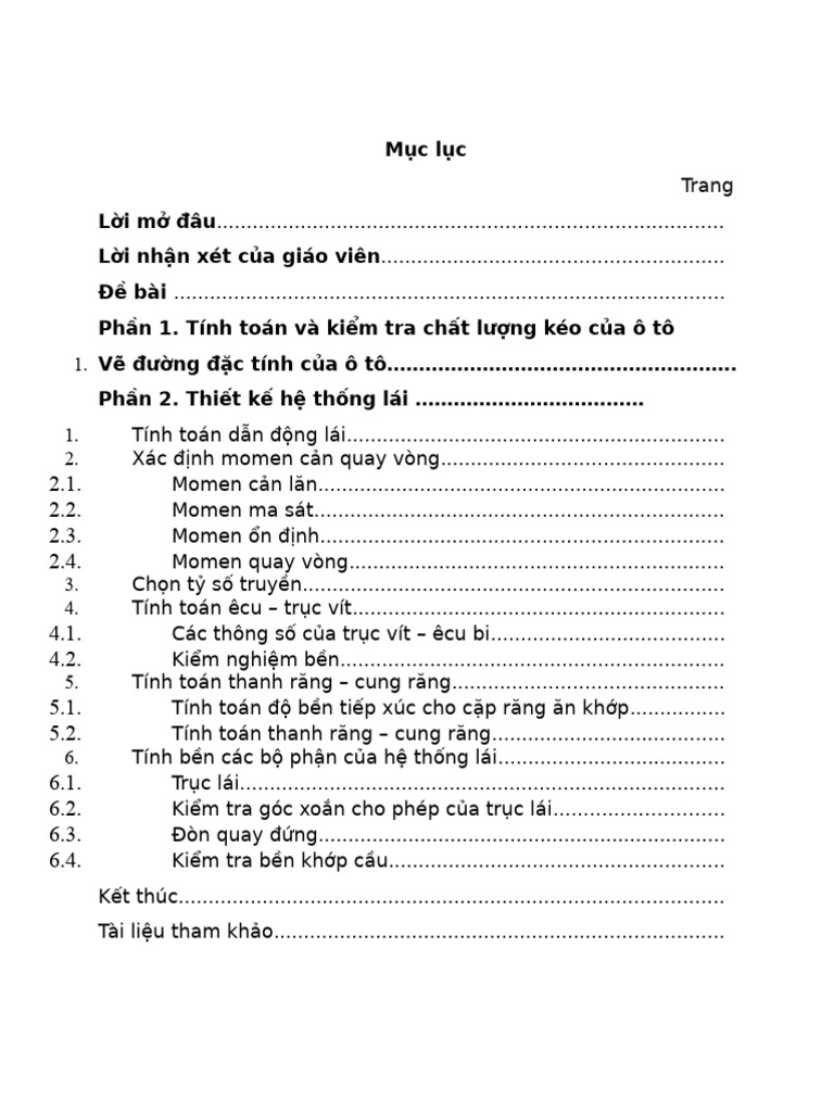 [123doc] Bai Do an Ly Thuyet o To | PDF