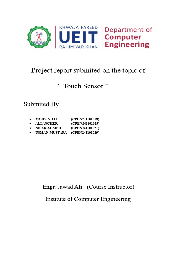 TOUCH SENSOR REPORT | PDF | Touchscreen | Sensor