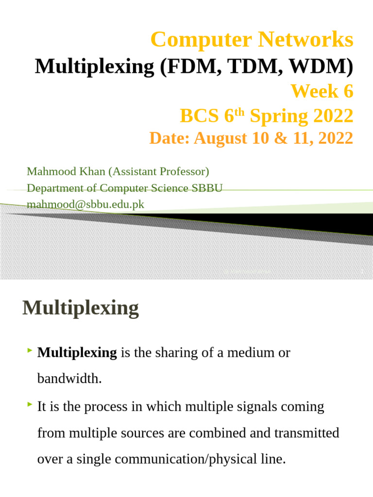 Computer Networks Week 6 | PDF | Multiplexing | Wavelength Division Multiplexing