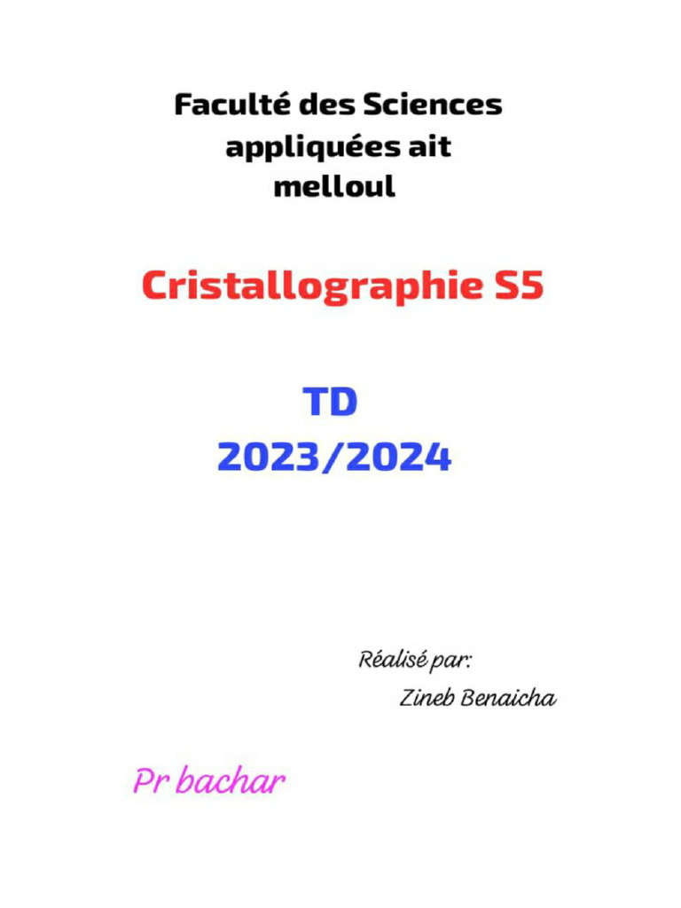 corr TD cristal 2023 | PDF