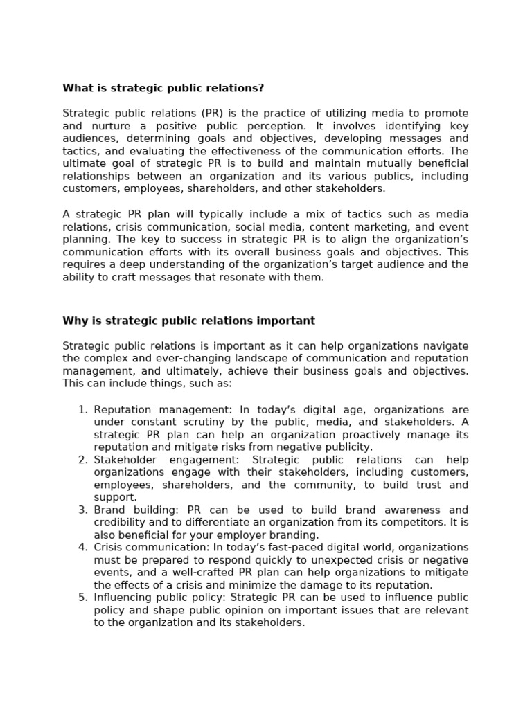 Understanding Strategic Public Relations | PDF | Public Relations | Brand