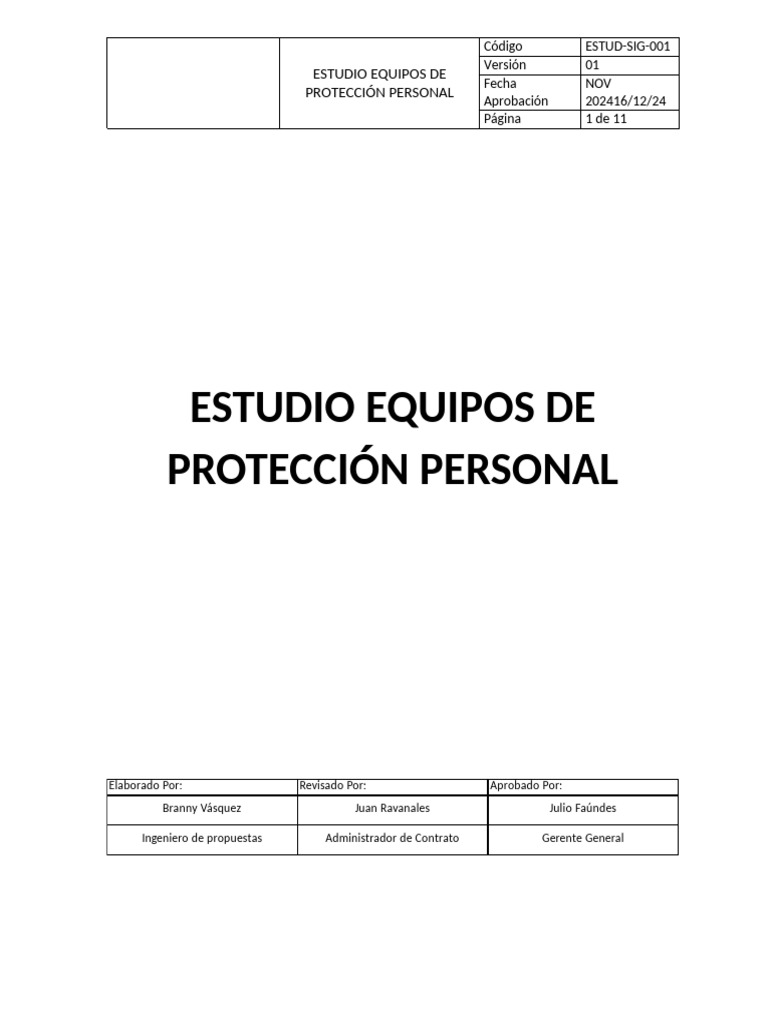 Estudio de Equipos de Protección Personal | PDF | Guante | Seguridad y ...