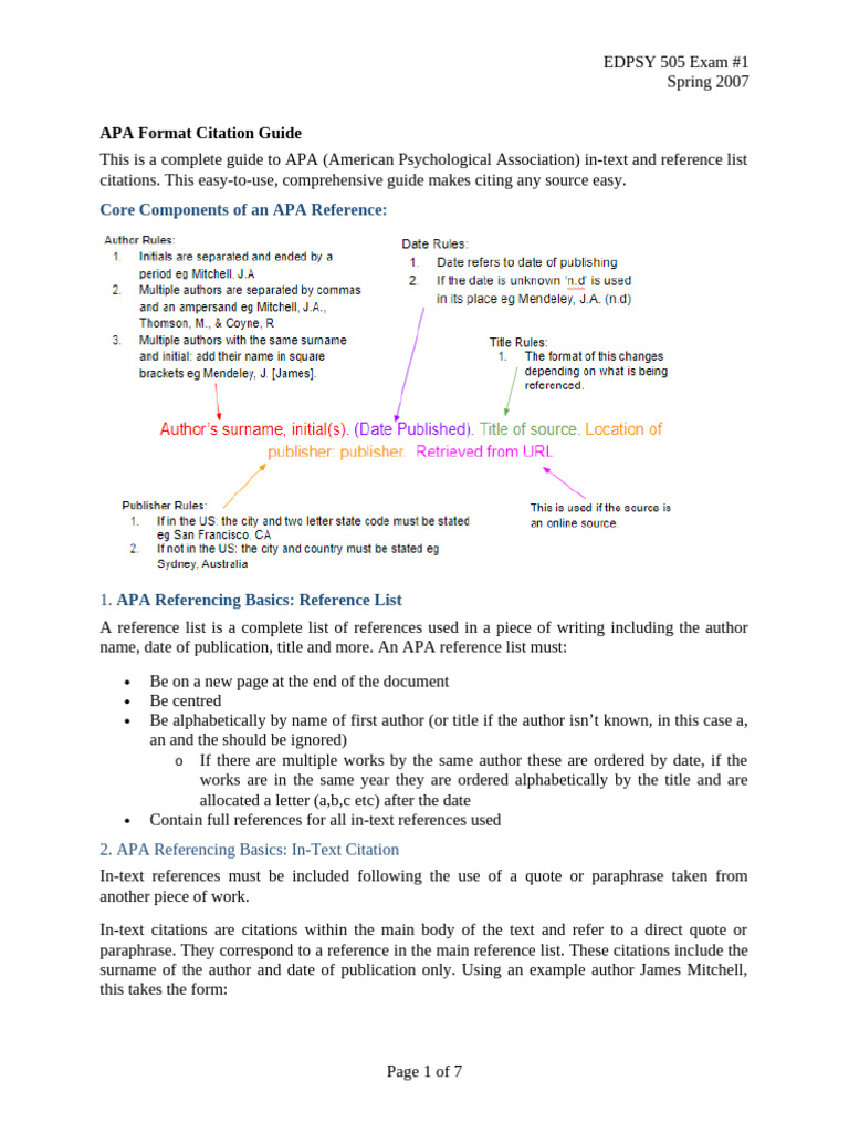 APA REF | PDF | Citation | Apa Style