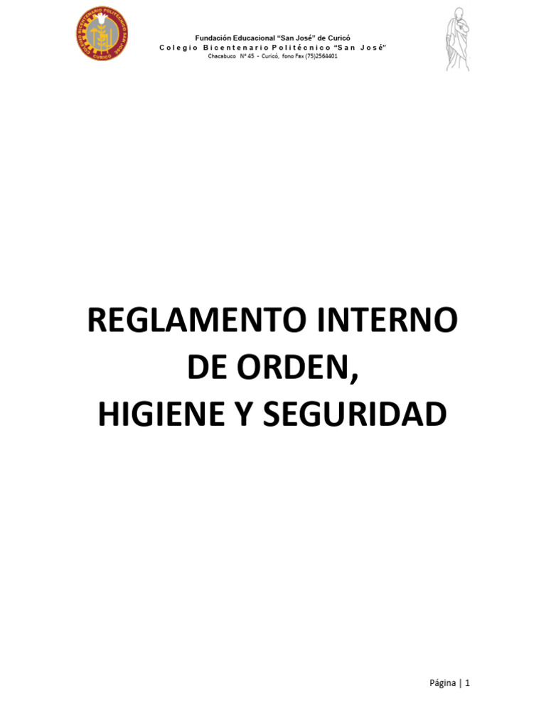 Reglamento Interno de Orden Higiene y Seguridad Actualizado 2024 | PDF | Derecho laboral ...