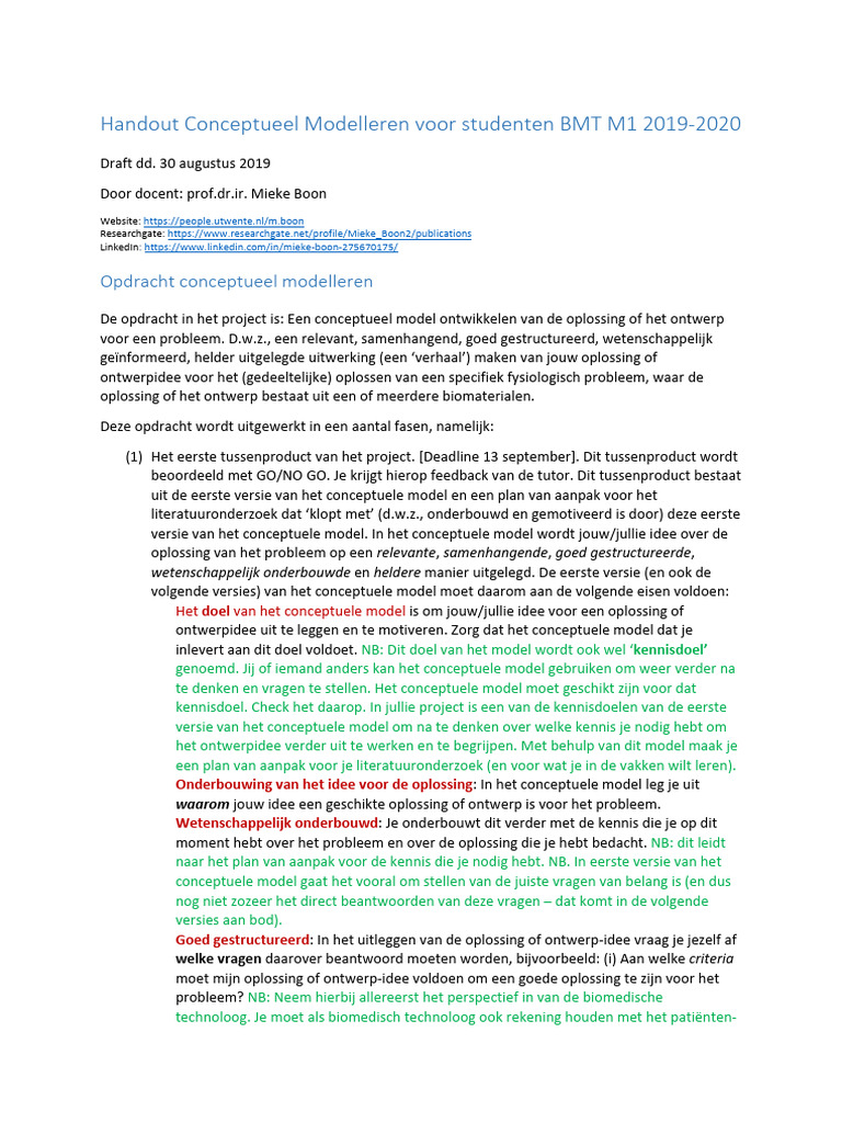 BMT M1 Handout Conceptueel Modelleren voor BMT M1 studenten 01-09-2019 | PDF