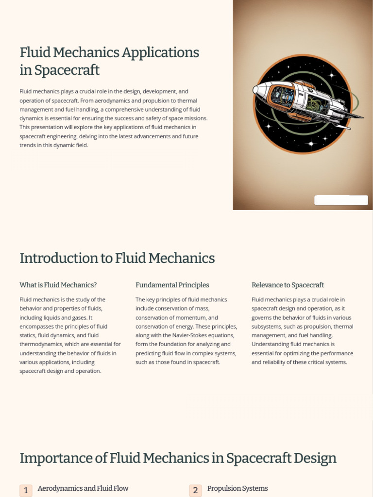Fluid Mechanics Applications in Spacecraft | PDF | Rocket Propellant ...