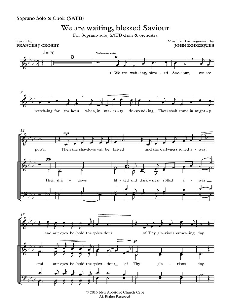 We Are Waiting, Blessed Saviour - Soprano Solo & Choir (SATB) | PDF