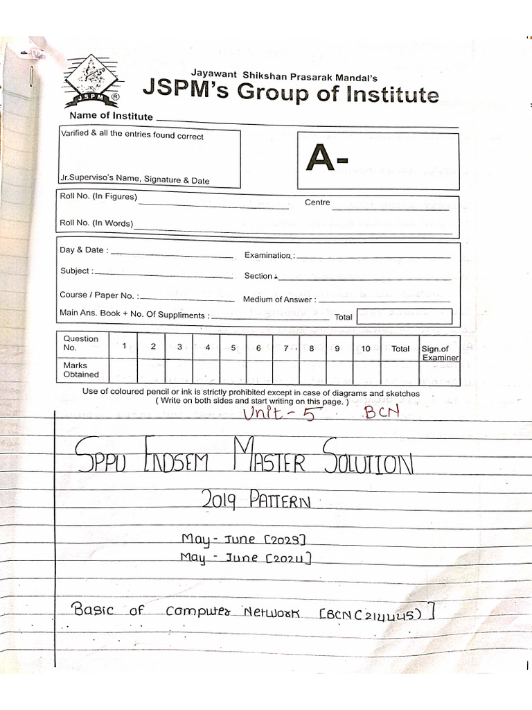Sppu 5 Unit Endsem Solution | PDF