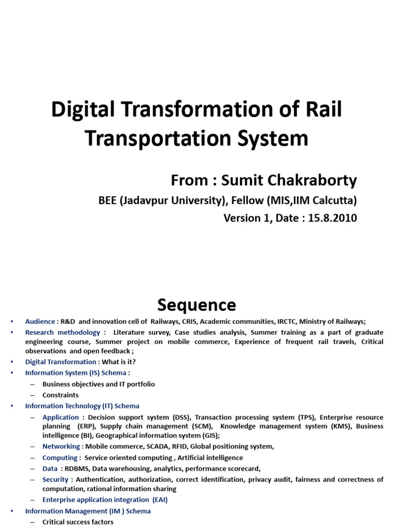 Sumit Chakraborty - Digital Transformation of Rail Transportation ...