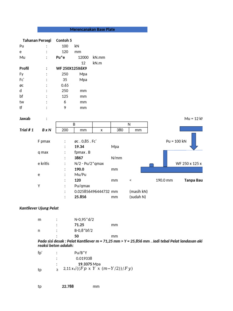 Contoh Soal Base Plate No 5 (Tanpa Angkur) | PDF