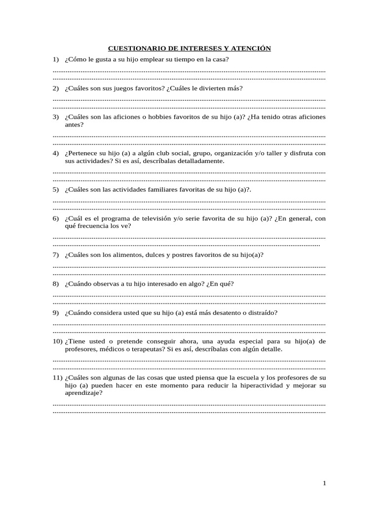 Registro de Intereses y Atención | PDF