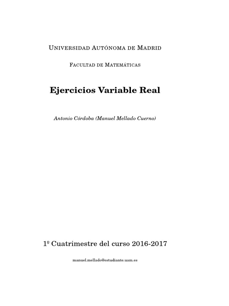 Ejercicios Variable Real | PDF | Relaciones matematicas | Funciones y mapeos
