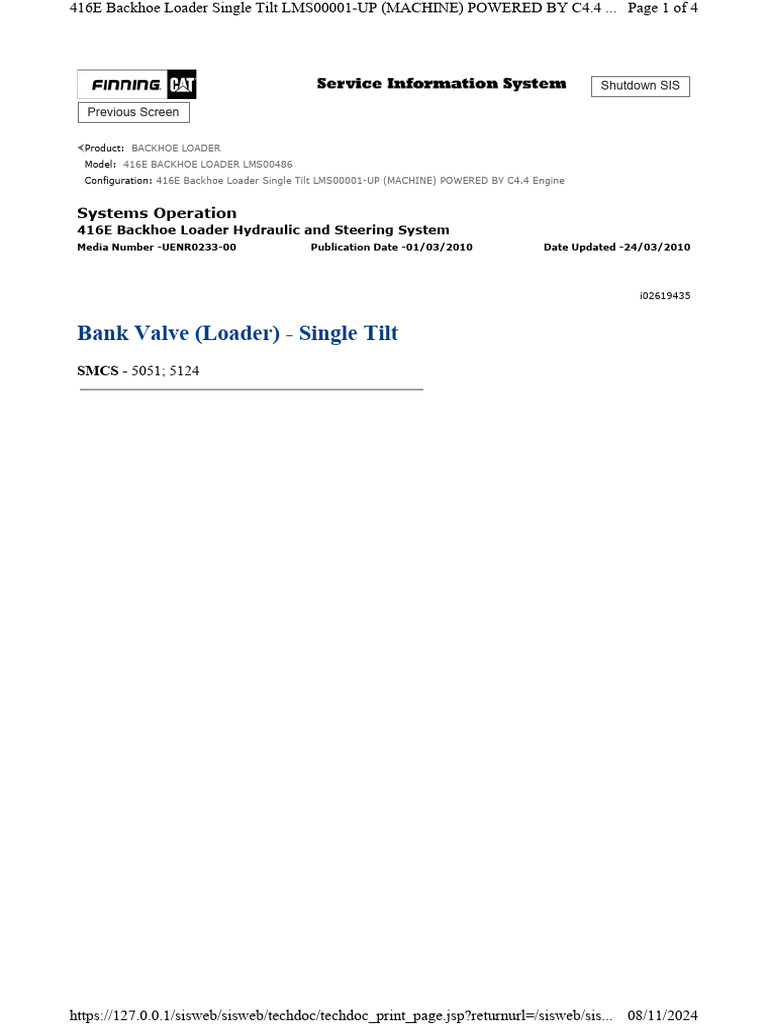 Bank Valve Loader 416e Lms | PDF | Loader (Equipment) | Machines