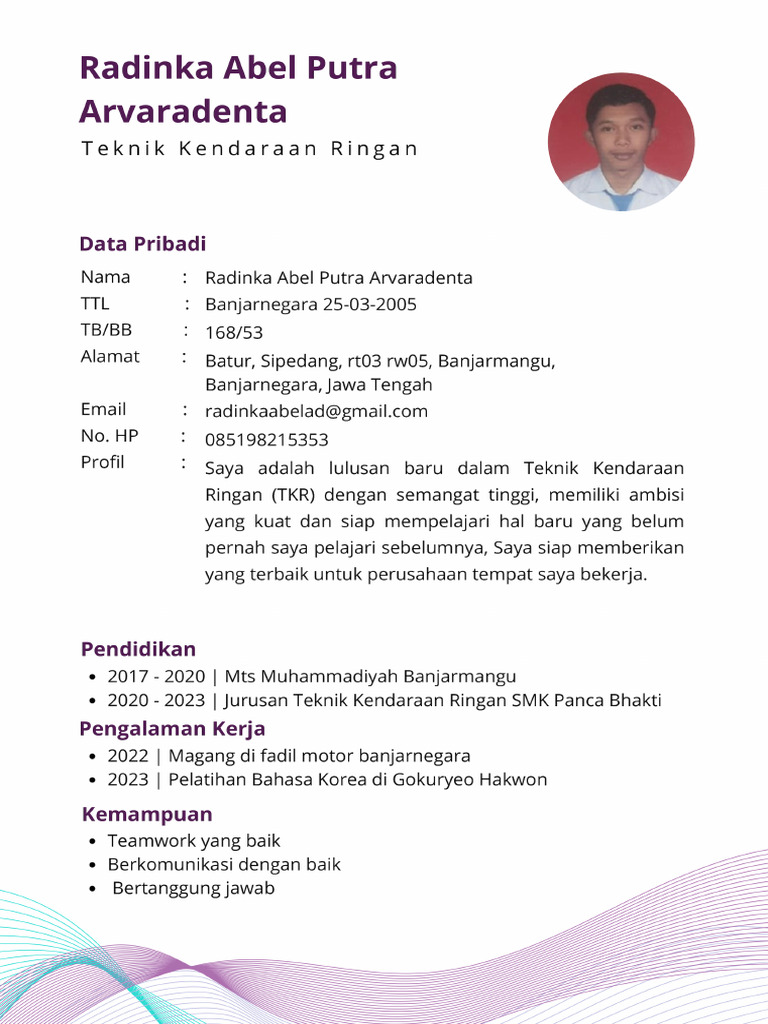 Put Minimalis CV Resume Fresh Graduate Template | PDF
